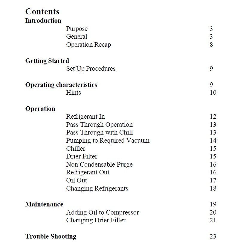 Van Steenburgh BV Series Refrigerant Reclaim System Electronic Manual ...